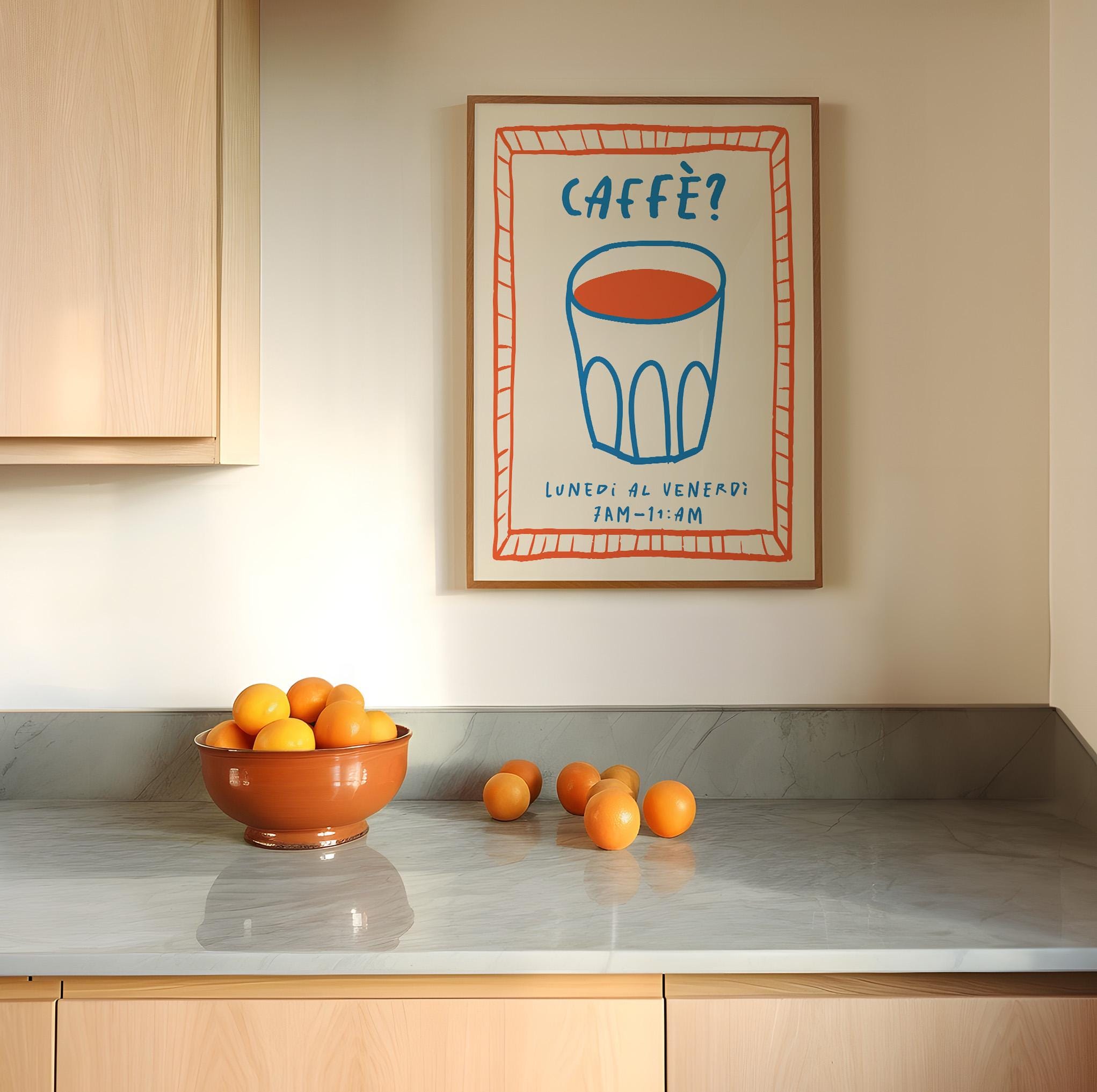 Caffe Poster, Retro Coffee Poster, Modern Kitchen Art, Coffee Bar Decor ...