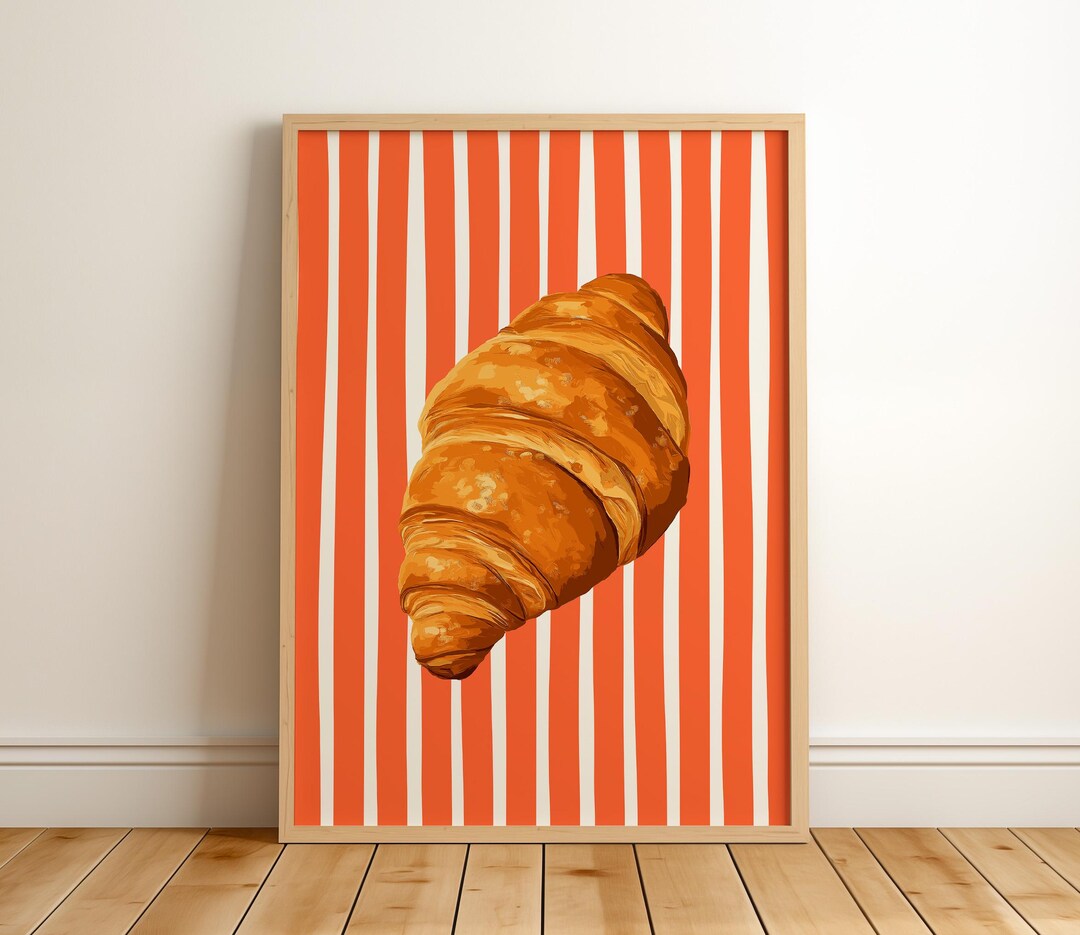 French Croissant Poster, Food Illustration, Trendy Kitchen Wall Art ...