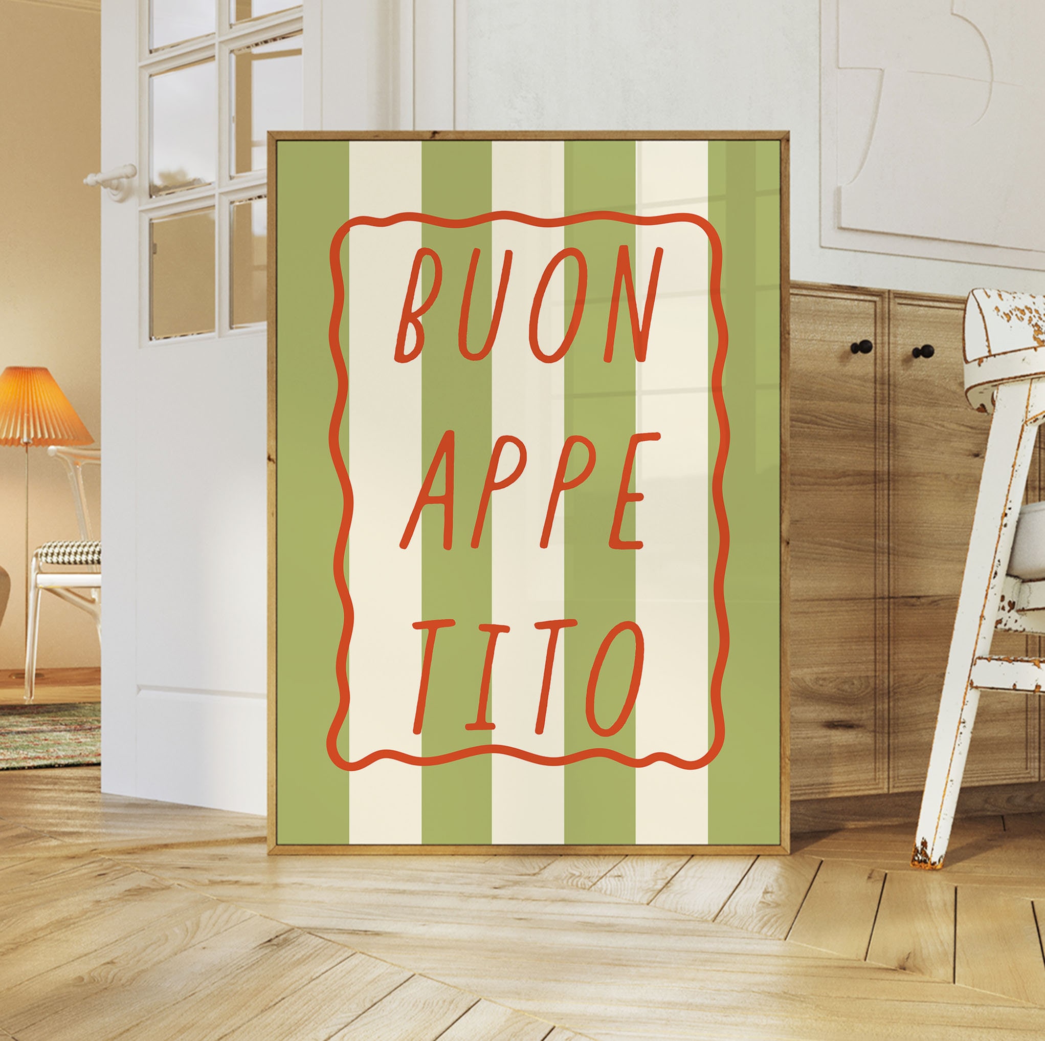 Retro Italian Buon Appetito Poster, Trendy Green Y2k Poster, Aesthetic ...