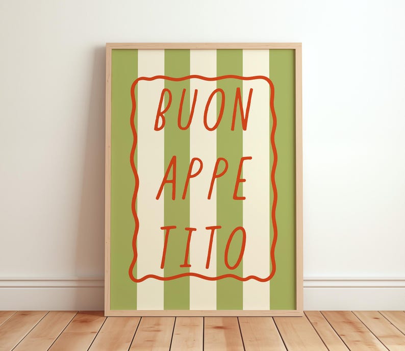 Retro Italian Buon Appetito Poster, Trendy Green Y2k Poster, Aesthetic ...