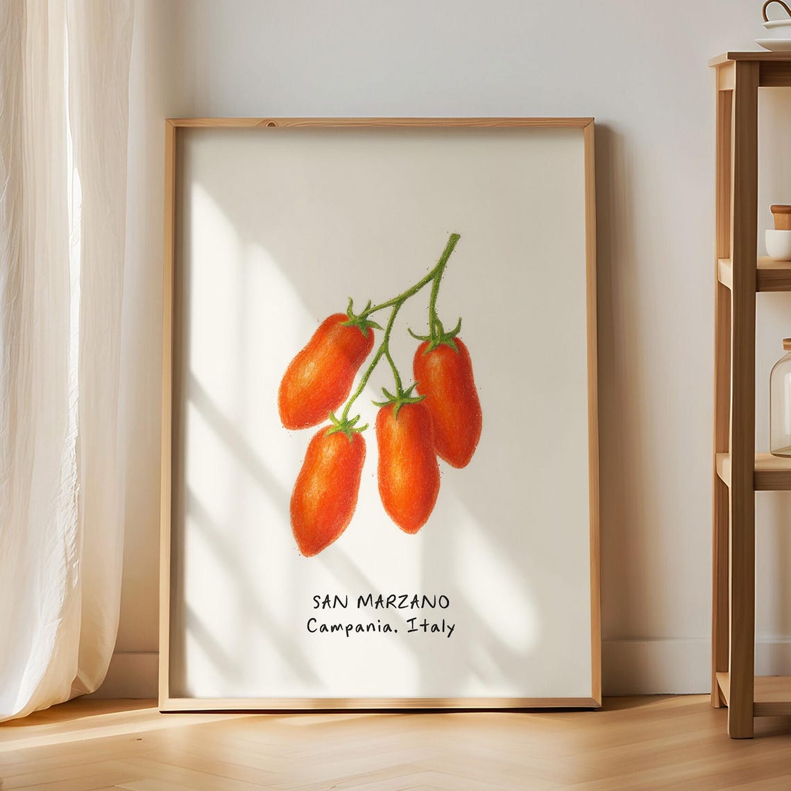 Tomatoes Art Print, Retro Farmhouse Kitchen Wall Art, Food Poster ...