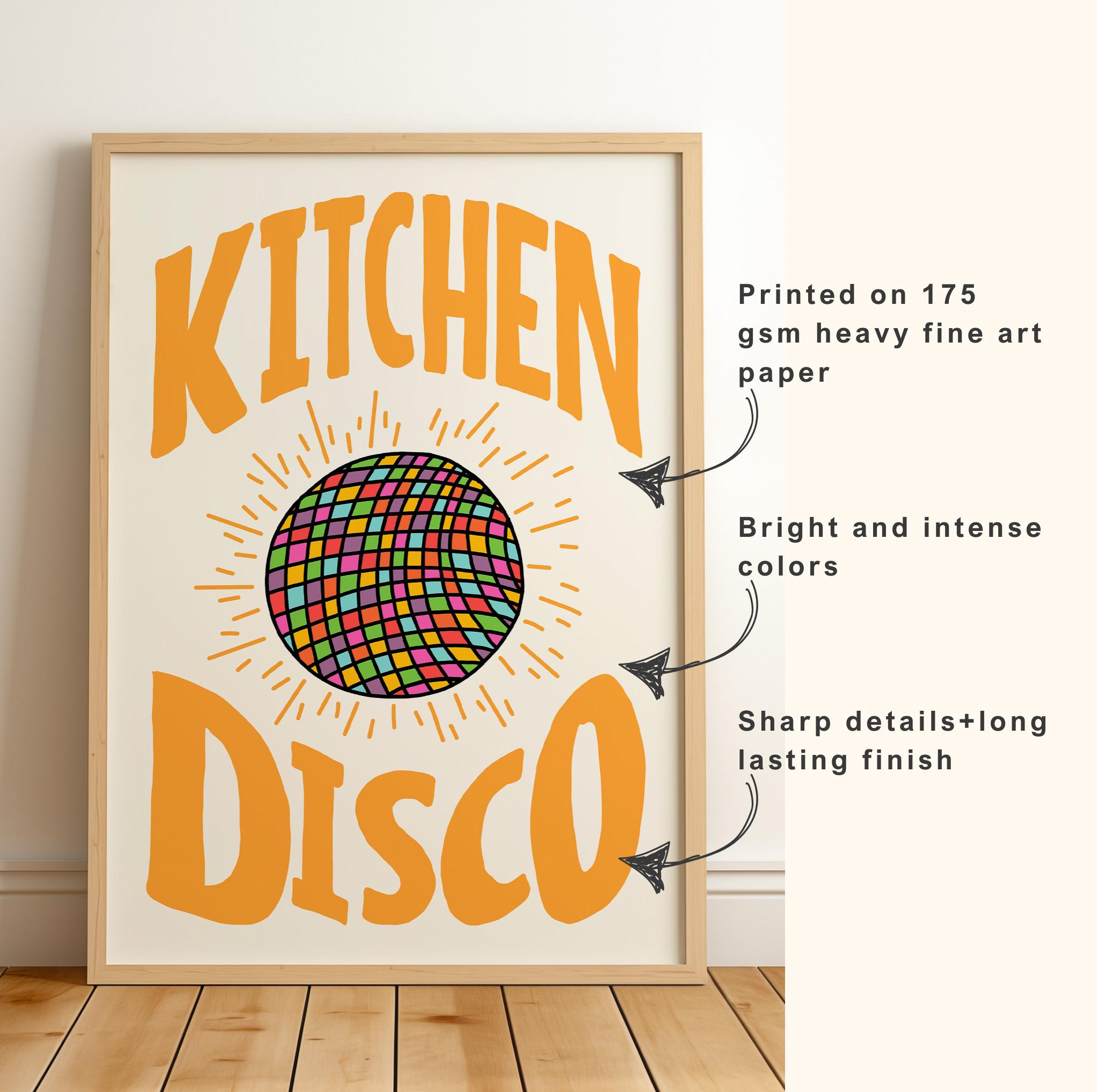Kitchen Disco Poster, Trendy & Fun Kitchen Decor, Retro Apartment Wall ...