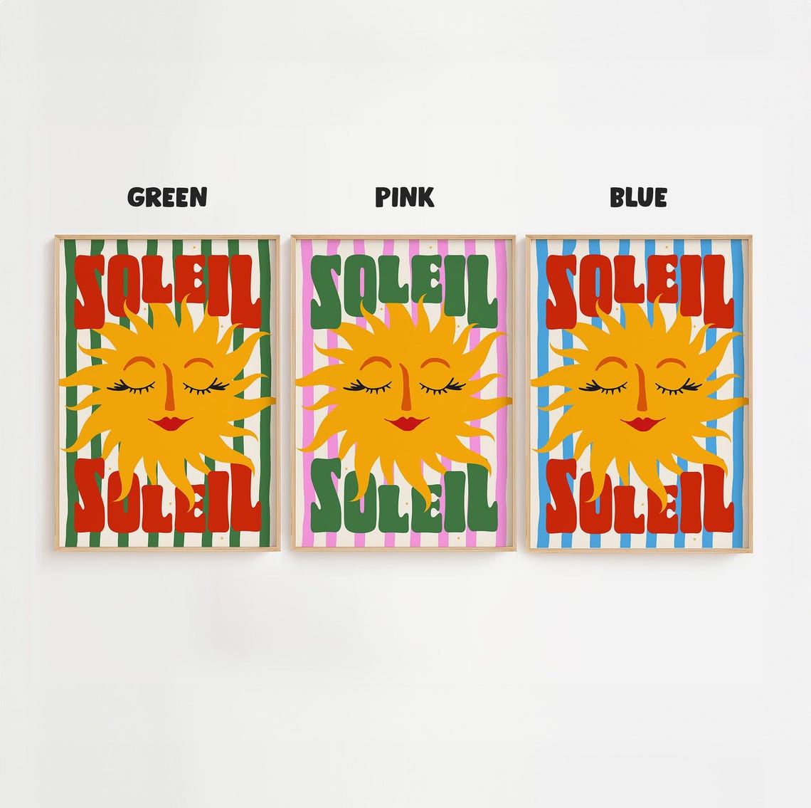 Soleil French Poster, Aesthetic Sun Art Print, Boho Modern Apartment ...