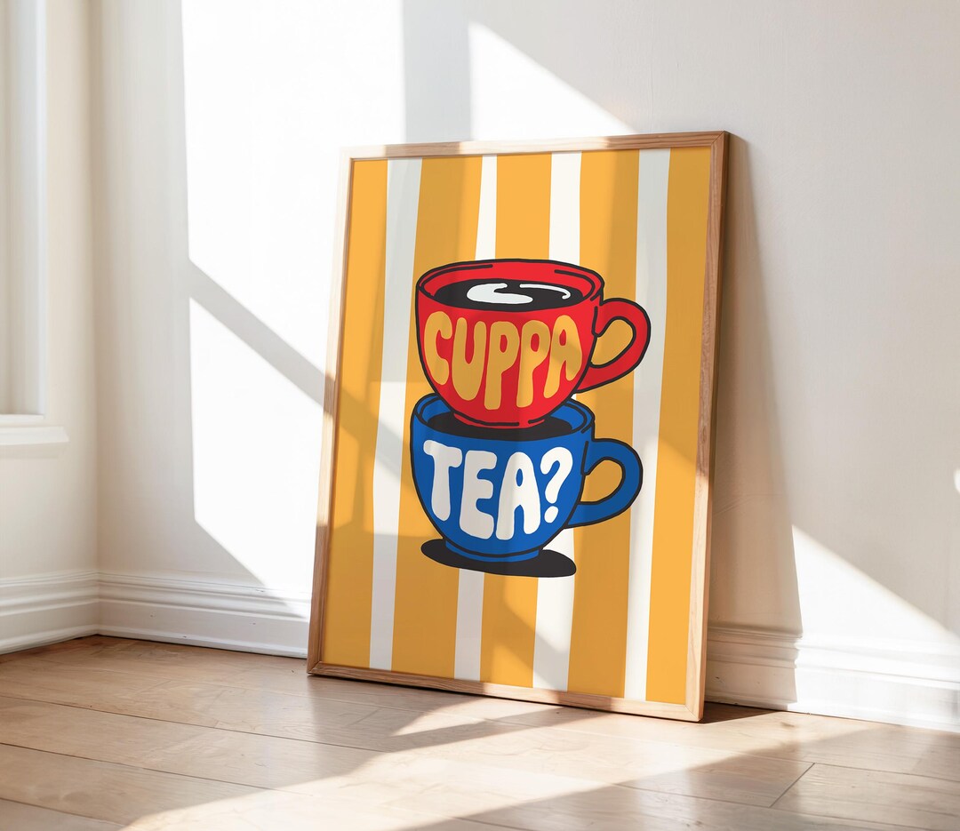Cuppa Tea Poster, Trendy Kitchen Wall Art, Aesthetic Apartment Decor ...