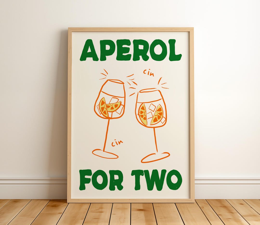 Trendy Aperol Cocktail Poster, Bar Cart Art Print, Maximalist Kitchen ...