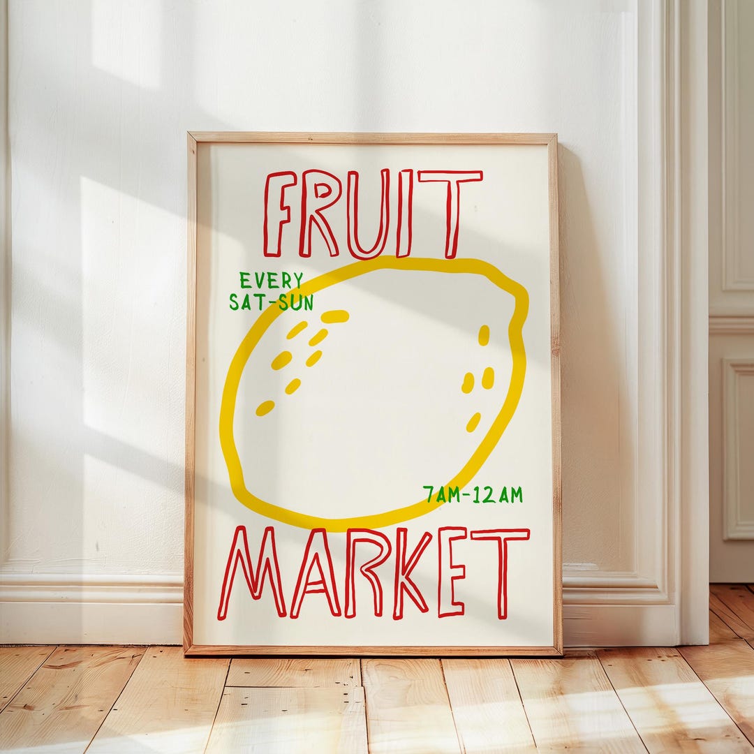 Lemons Art Print, Modern Kitchen Wall Art, Retro Lemon Poster, Fruit ...