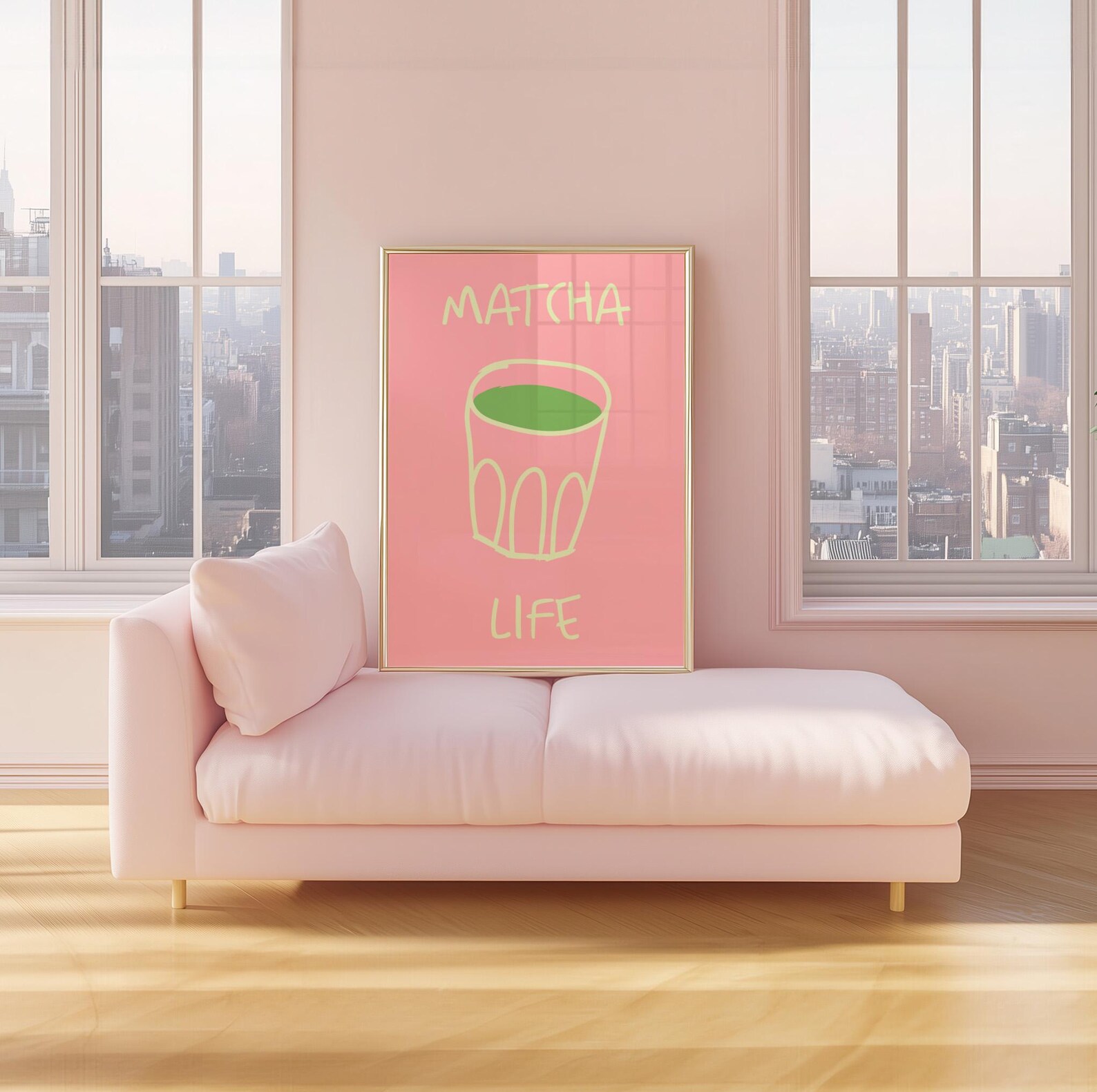 Matcha Life Poster, Aesthetic Kitchen Wall Art, Cute Pink Coffee Art ...