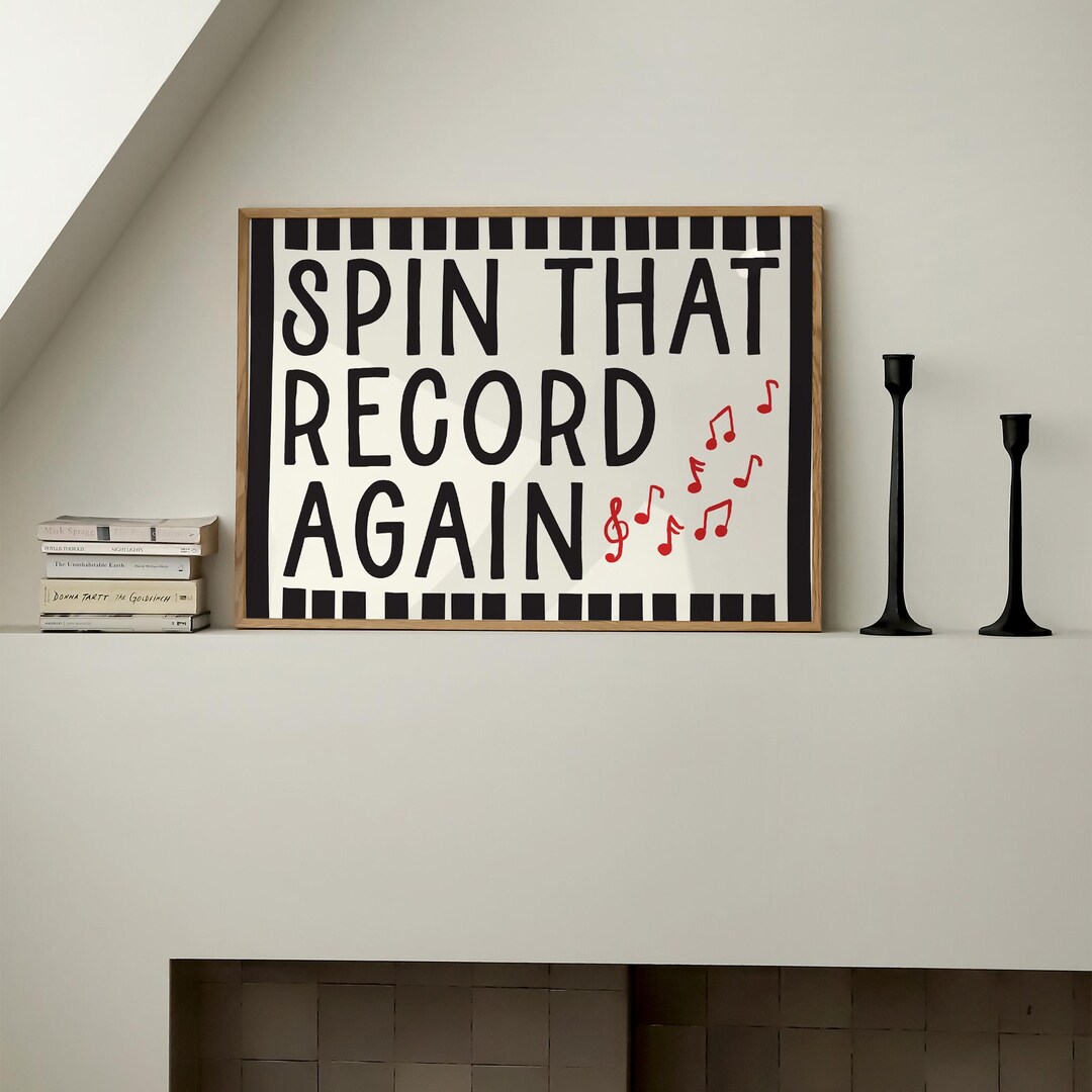 Retro Music Print, Trendy Music Room Wall Art, Music Lover Gift, Groovy ...