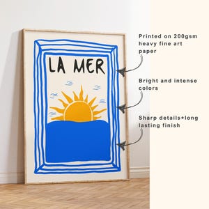 La Mer French Poster, Aesthetic Sea Art Print, Boho Modern Apartment ...