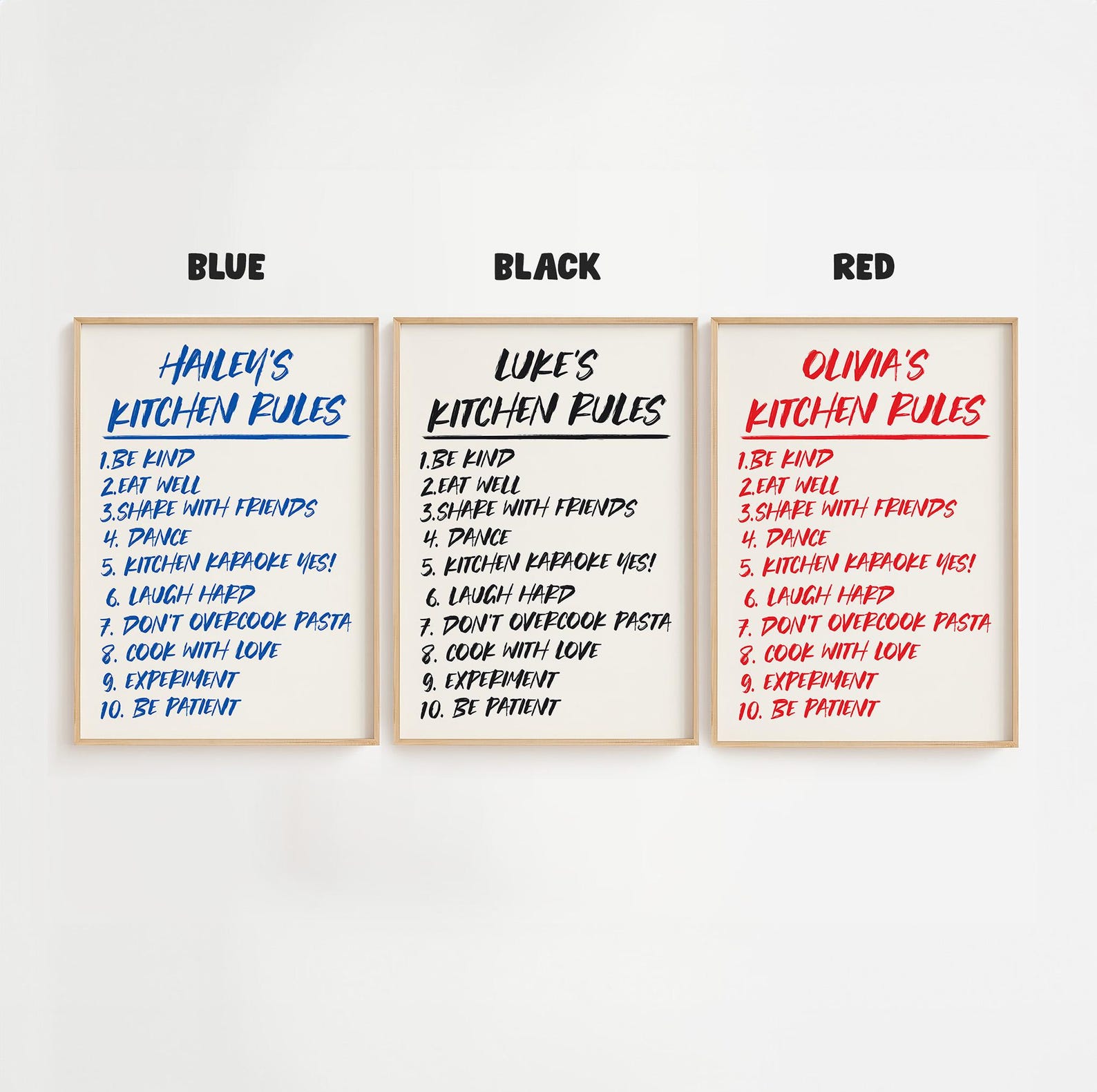 Personalized Kitchen Rules Print, Your Name Custom Kitchen Poster ...