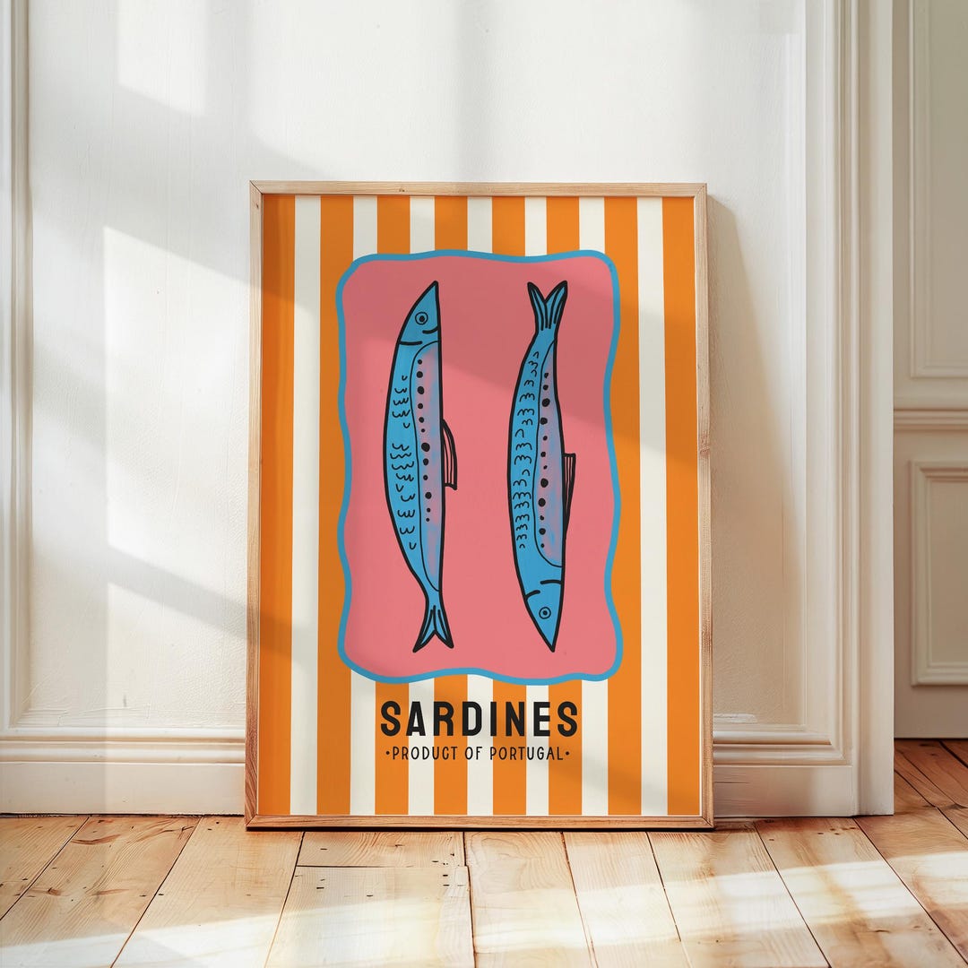 Retro Sardines Poster, Tin Fish Wall Art, Trendy Kitchen Decor ...