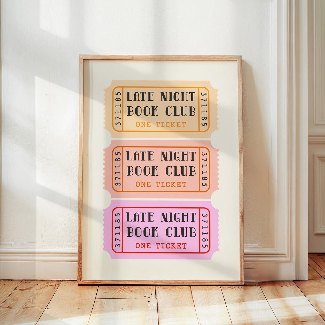 Late Night Book Club Ticket Poster, Bedroom Retro Aesthetic Book Lover ...