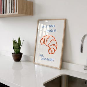 Croissant Print, Funny Kitchen Gallery Wall Art, French Quote Art ...
