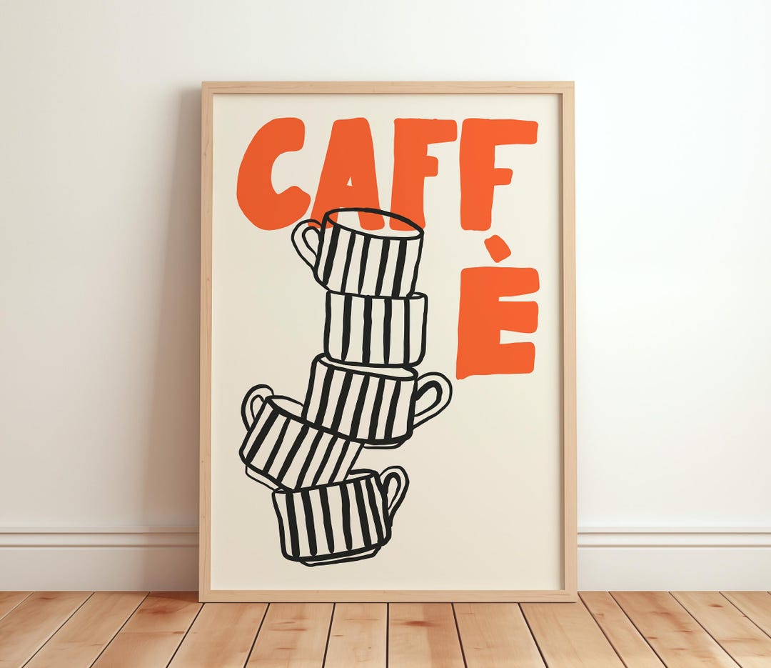 Retro Coffee Poster, Modern Kitchen Art, Italian Caffe Print, Kitchen ...