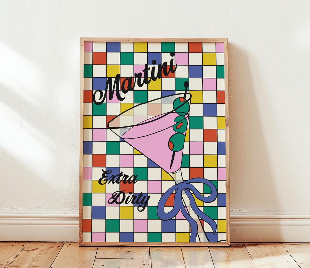 Martini Glass Poster, Cocktail Art Print, Bar Cart Art Decor ...
