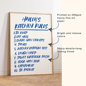 Personalized Kitchen Rules Print, Your Name Custom Kitchen Poster ...