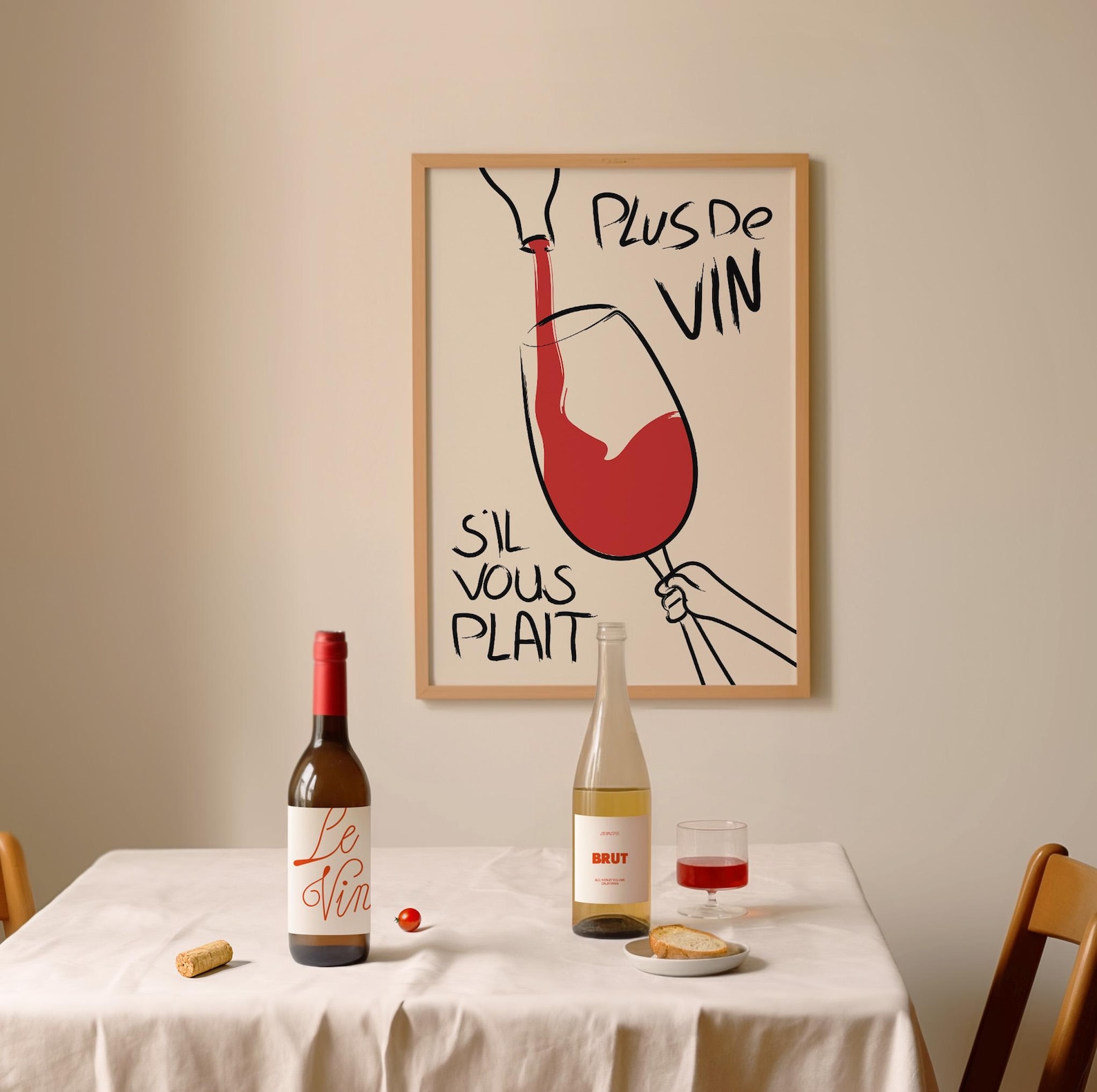 Plus De Vin Print, French Wine Art Poster, Bar Cart Art Print, Fun ...