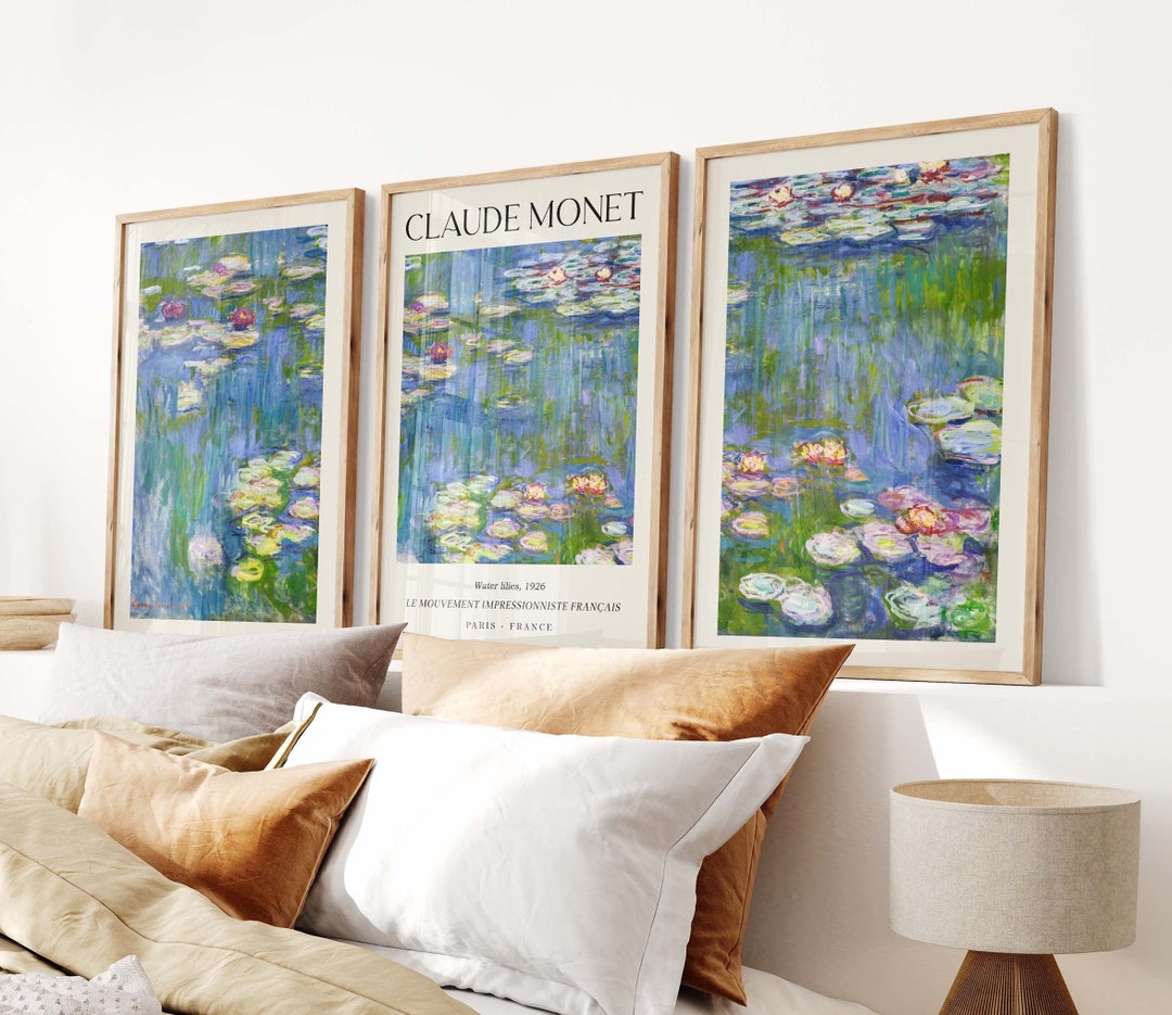Water Lilies, Claude Monet Set of 3 Poster, Museum Exhibition Gallery ...