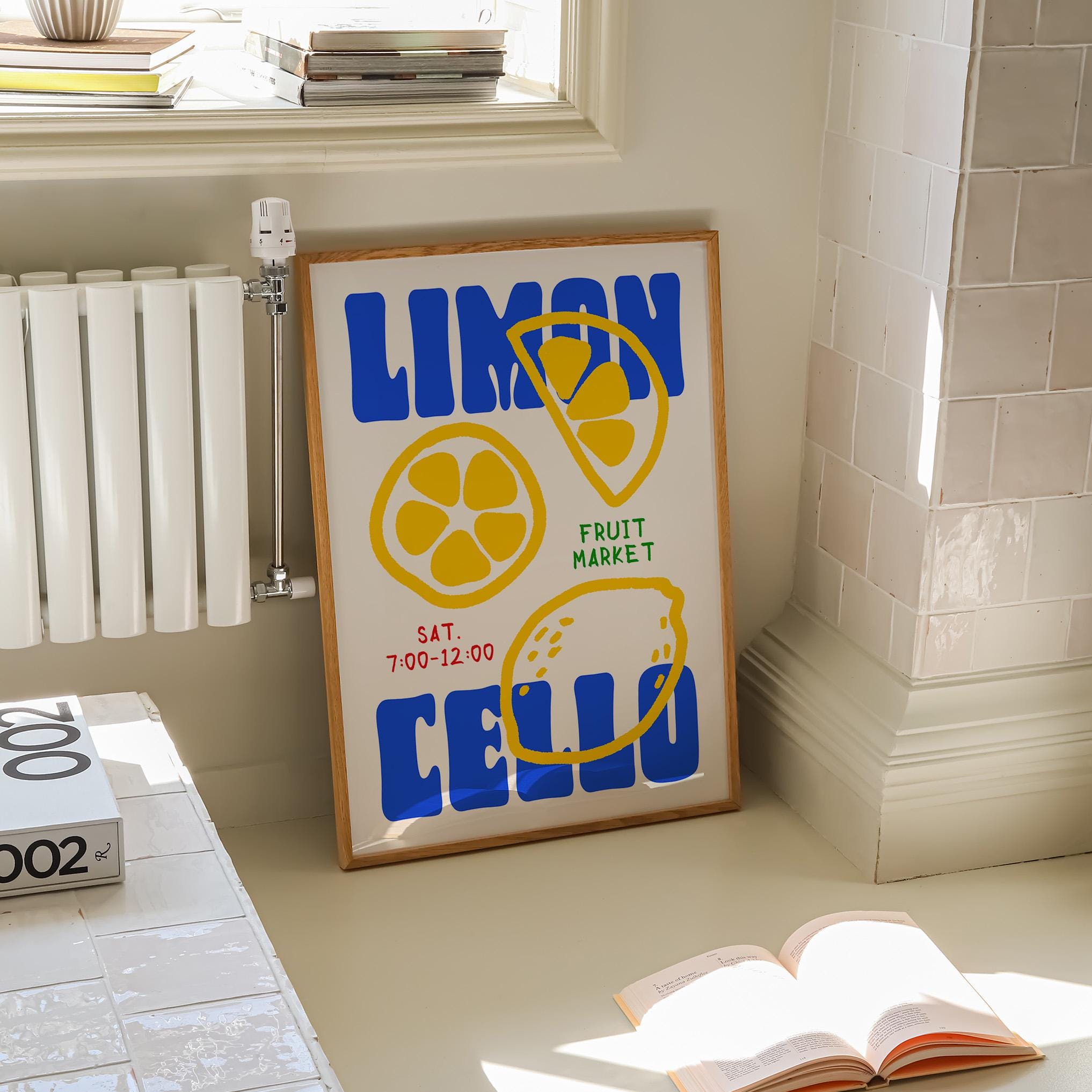 Lemons Art Print, Retro Limoncello Poster, Modern Kitchen Wall Art ...