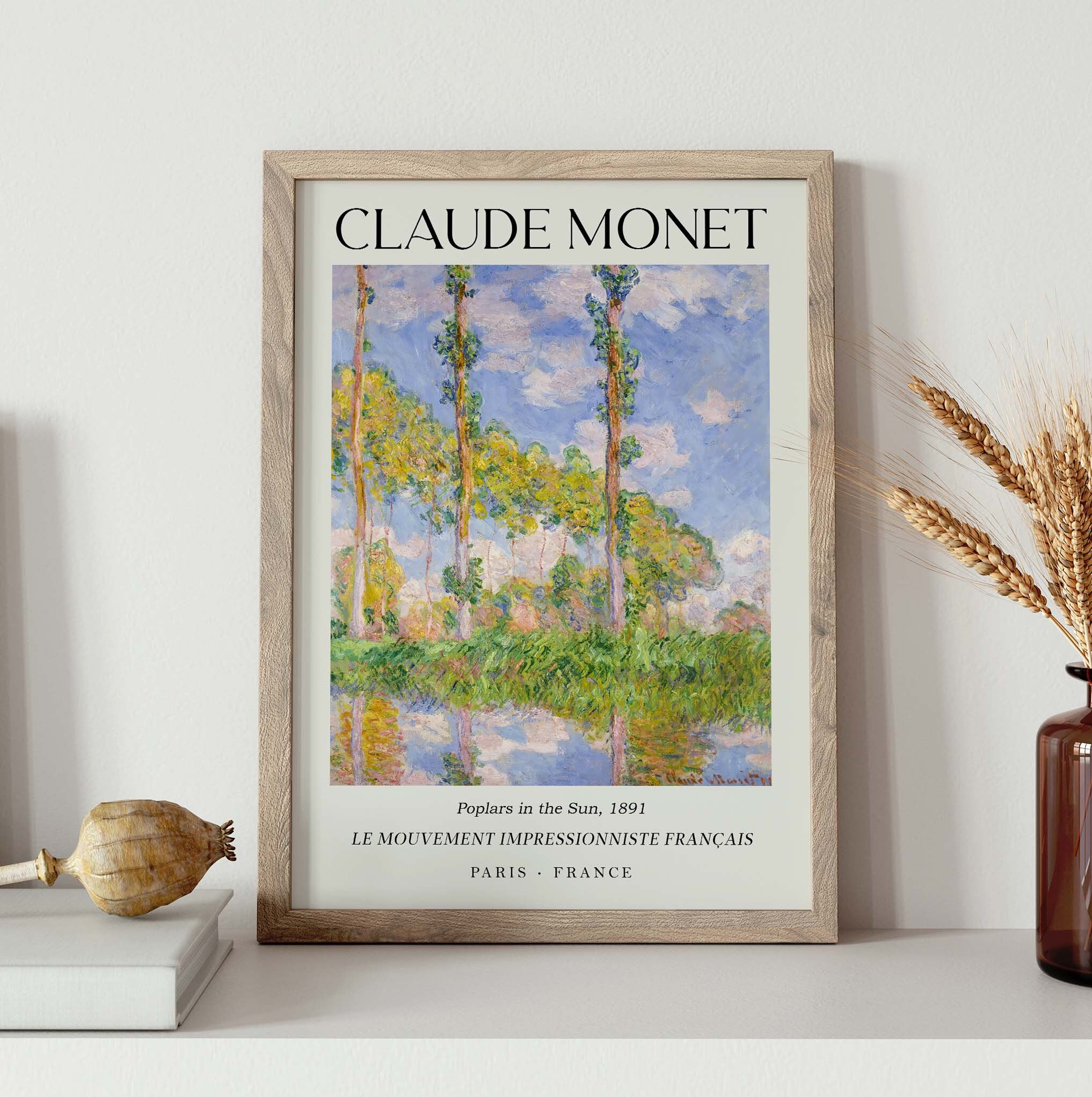 Claude Monet Poplars in the Sun Poster, Gallery Exhibition Wall Art ...