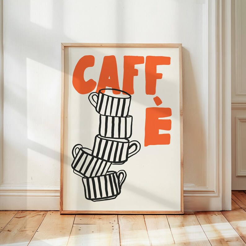 Retro Coffee Poster, Modern Kitchen Art, Italian Caffe Print, Kitchen ...