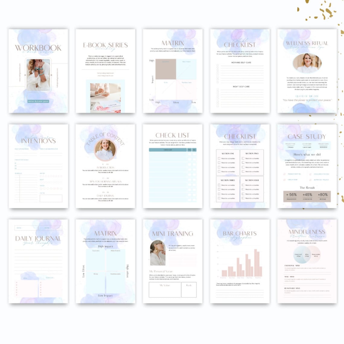 25 Watercolor Workbook Template, White Elementary Workbook Template ...