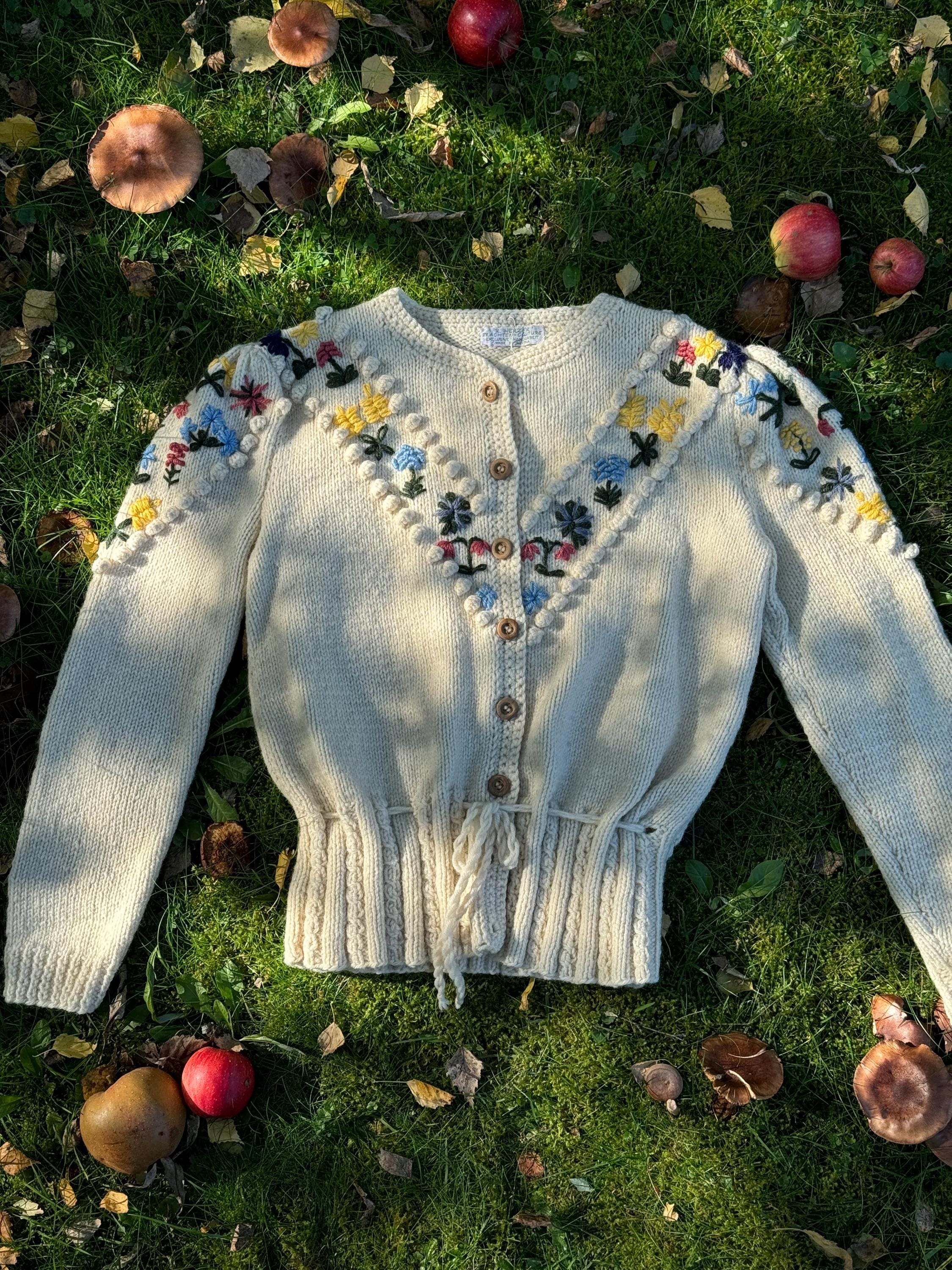 Embroidered Austrian Knit Cardigan - Etsy Embroidered Austrian Knit Cardigan - Etsy