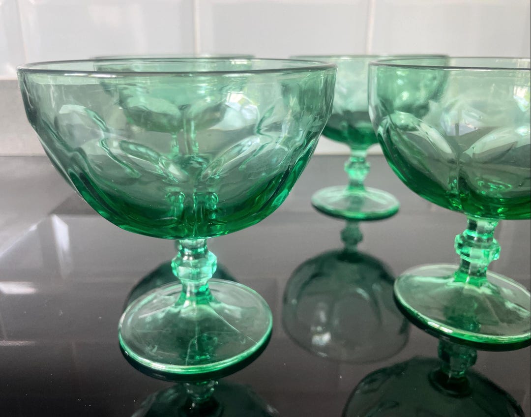 Vintage Green Glass Trifle Bowls Set of 4 - Etsy