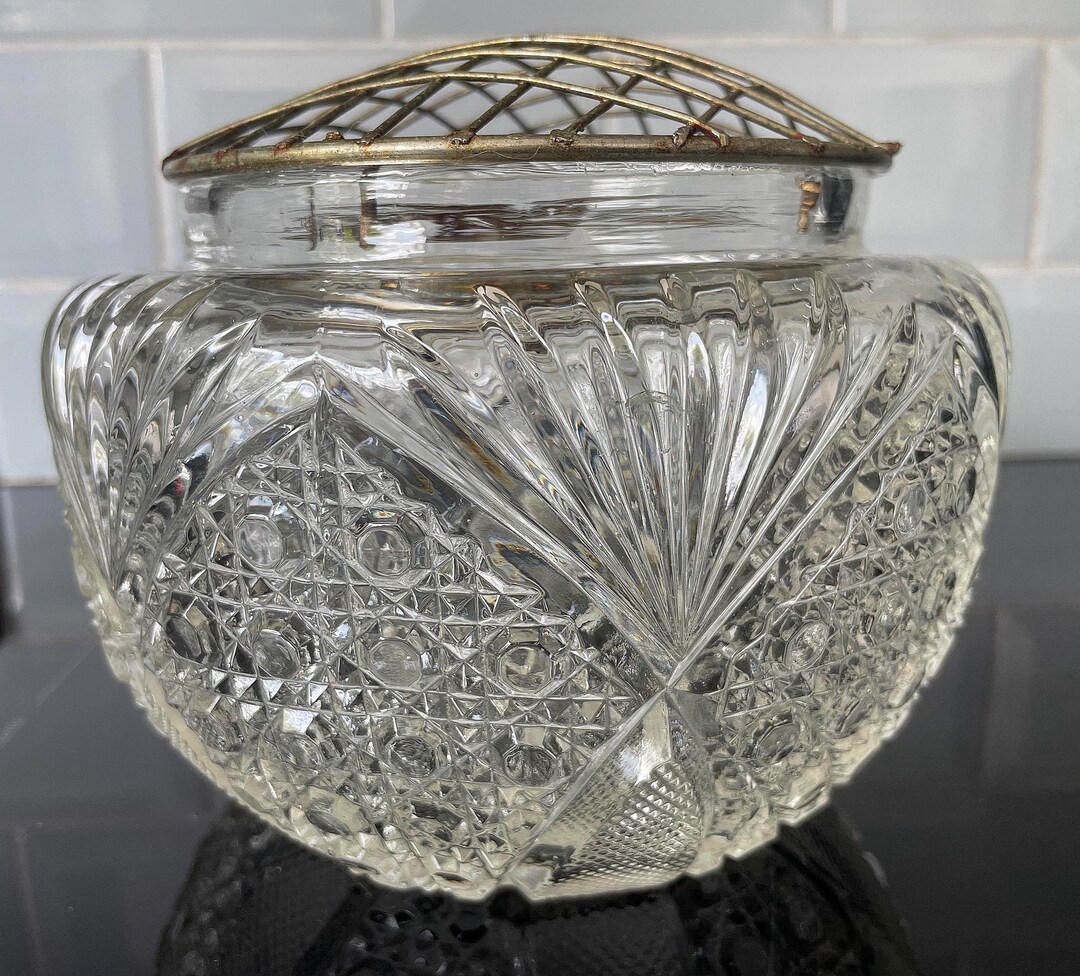 Vintage Cut Glass Flower Rose Bowl - Etsy UK