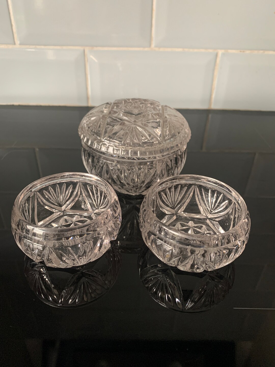 Vintage Glass Dressing Table Set - Etsy