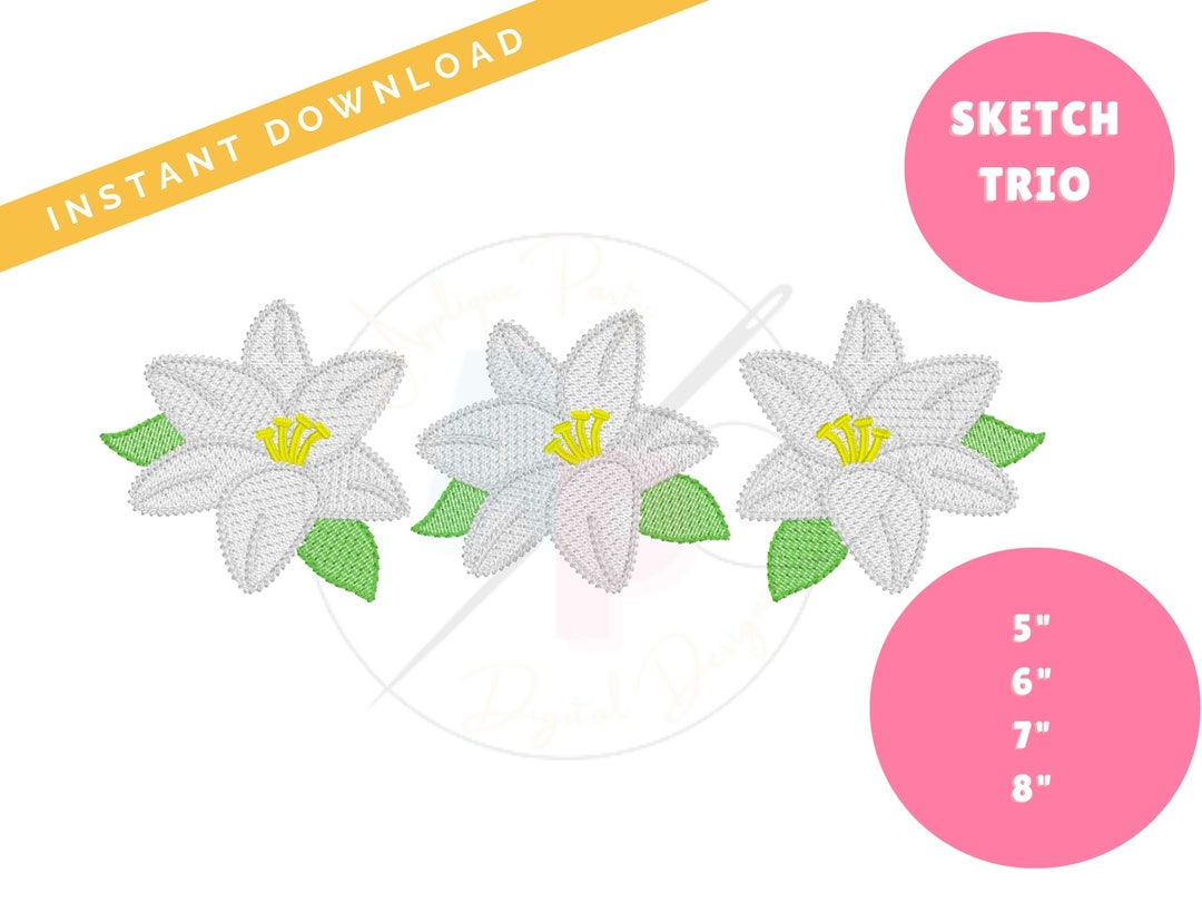 Easter Lillies Trio Easter Lily| Machine Applique Embroidery Design ...
