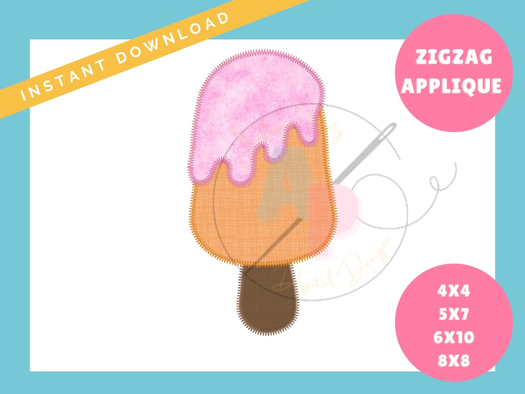 Cute Popsicle Zig Zag Stitch With Dripping Topping Detail | Machine ...