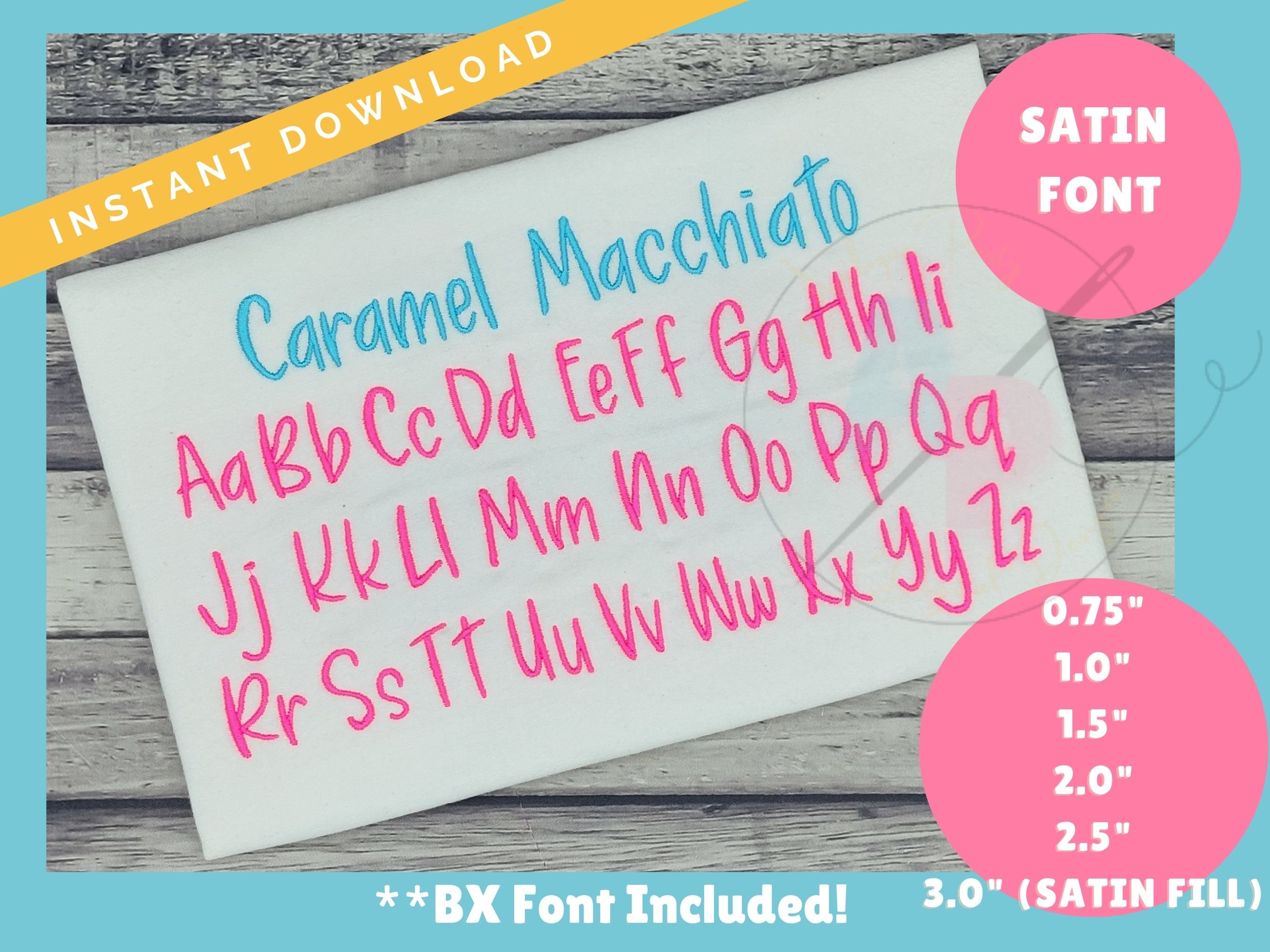 Caramel Macchiato Satin Stitch Embroidery Font Font | Quirky Stitch Embroidery Font | BX Font ...