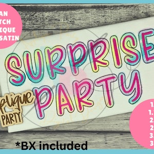 Surprise Party Vintage Applique Font With Satin Overlay | Bean Stitch ...