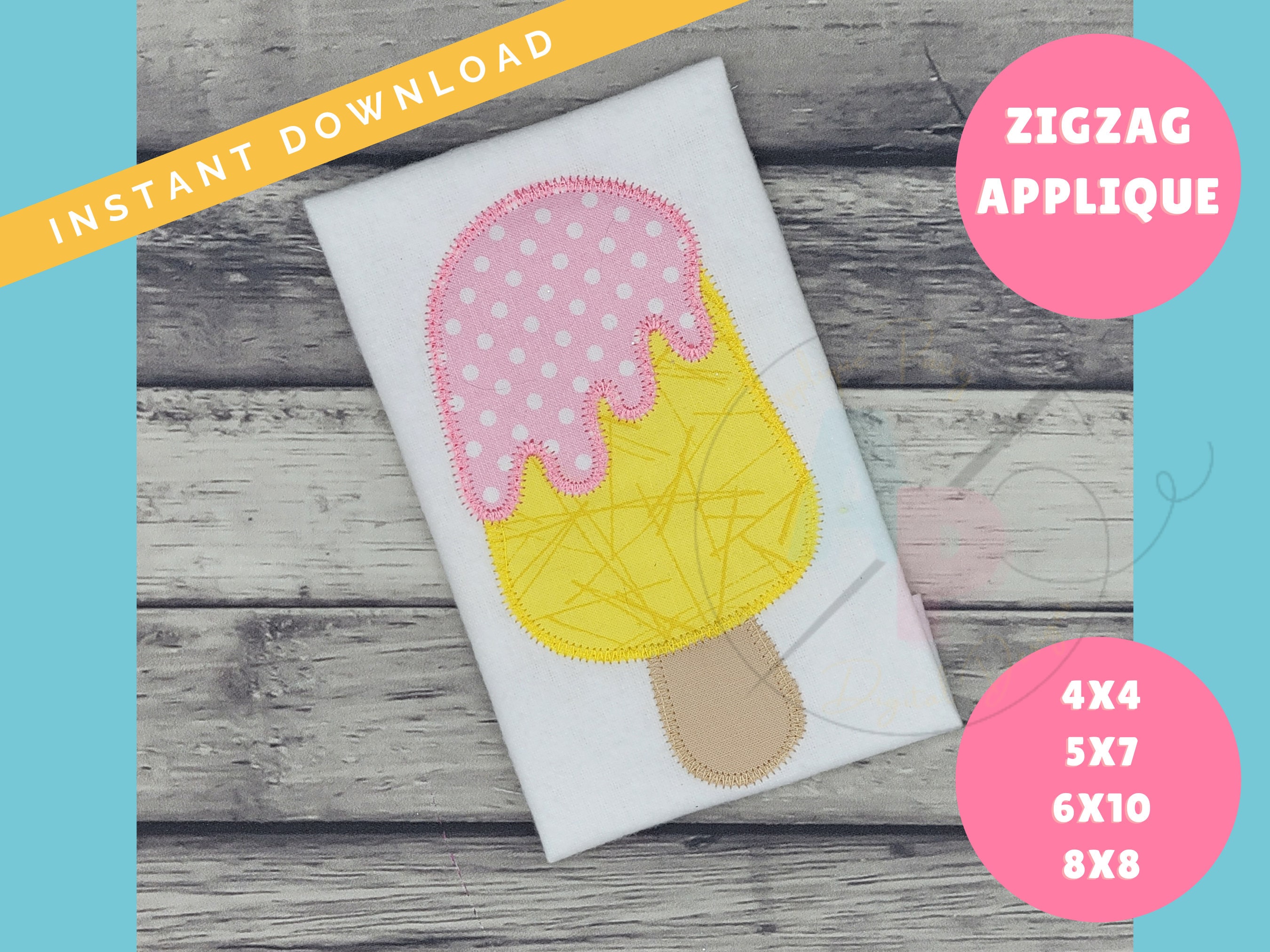 Cute Popsicle Zig Zag Stitch With Dripping Topping Detail | Machine ...