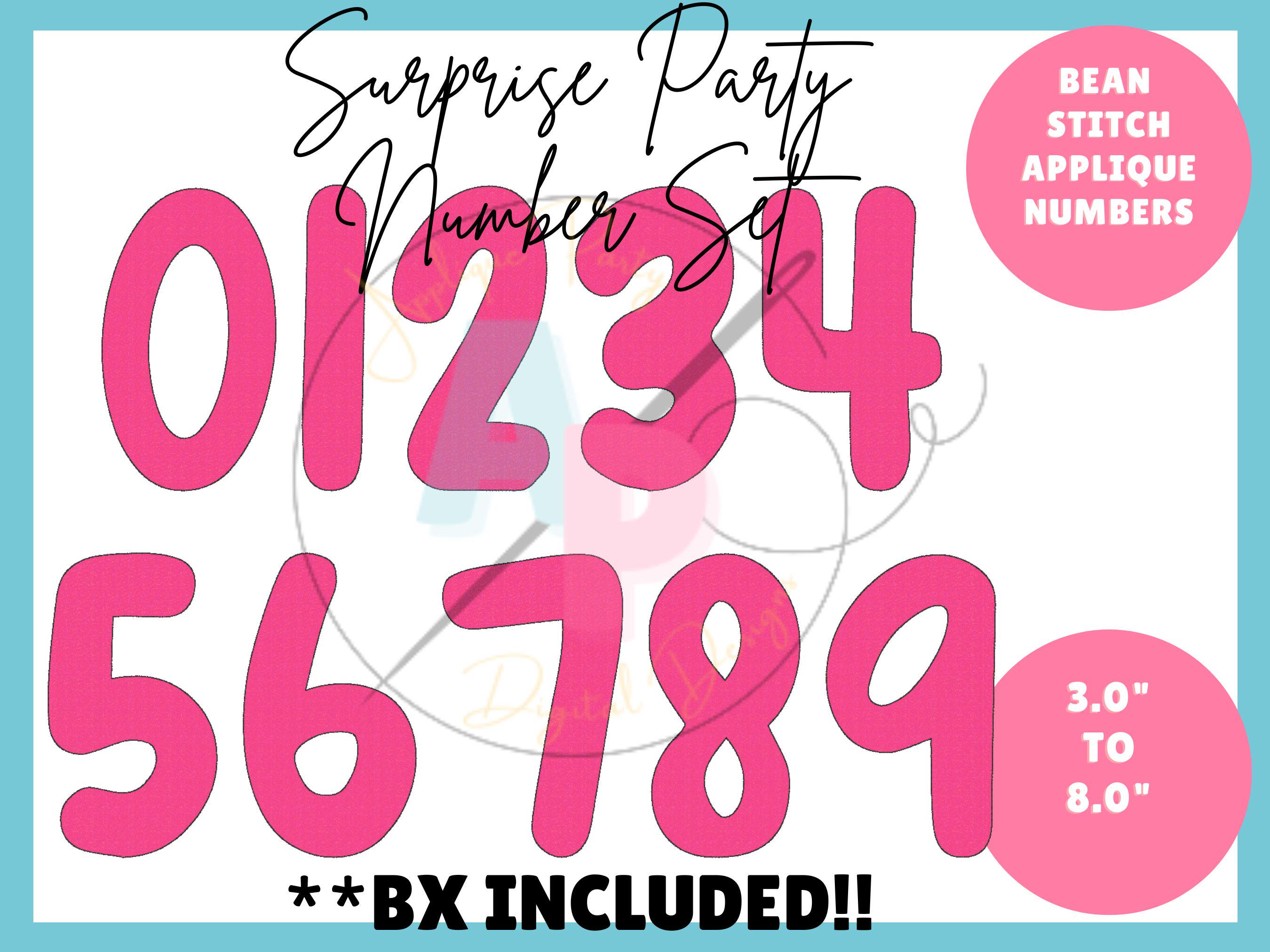 Number Set Surprise Party Bean Stitch Vintage Applique | Bean Stitch ...