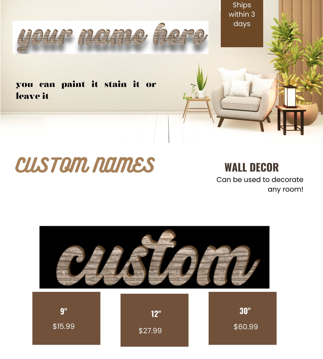 Custom Wooden Names Wall Decor Kitchen Decor Wall Hangings - Etsy