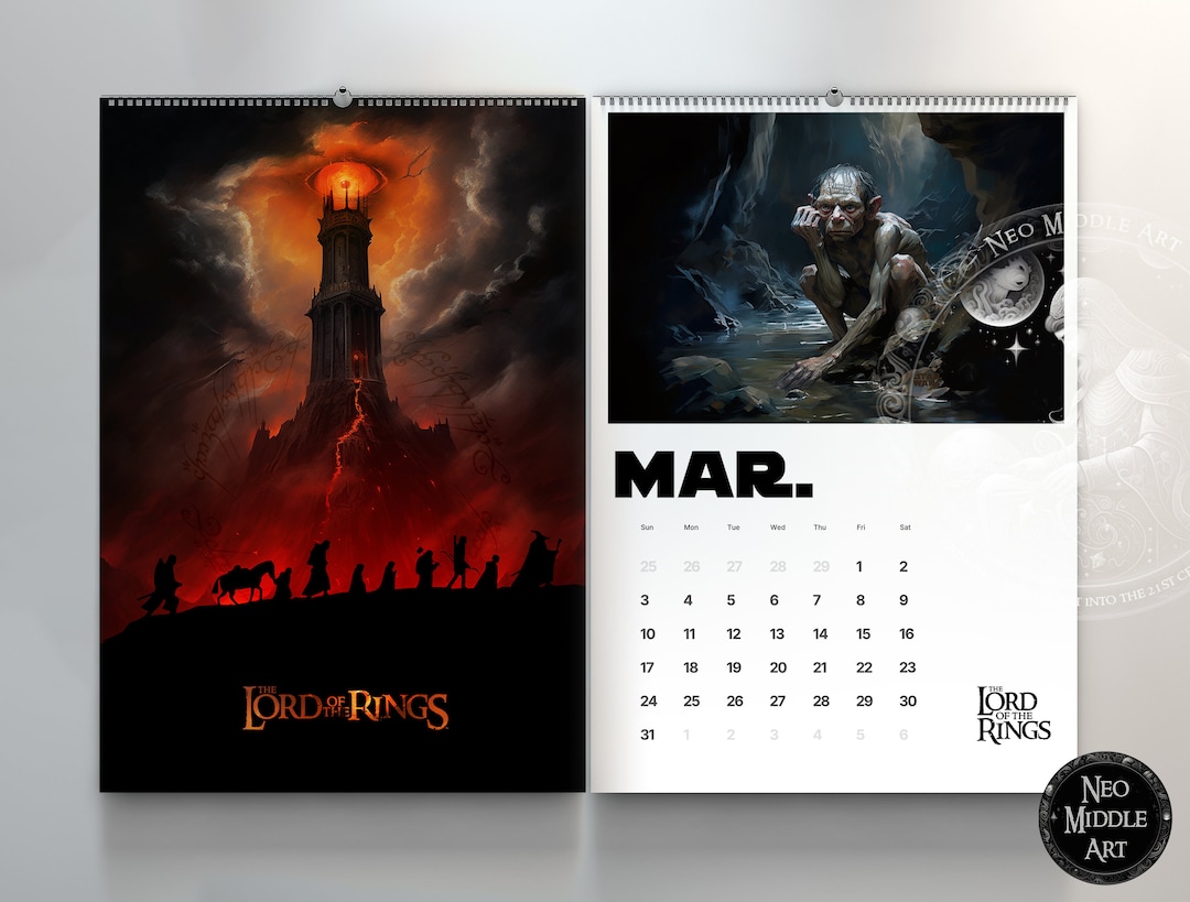 Lord of the Rings 2024 Wall Calendar Lord of the Rings - Etsy
