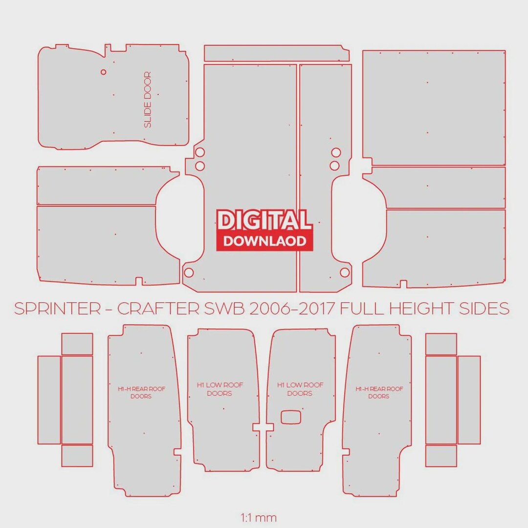 Mercedes Sprinter / Vw Crafter 2006-2017 swb bekledingsset bestelwagen ...