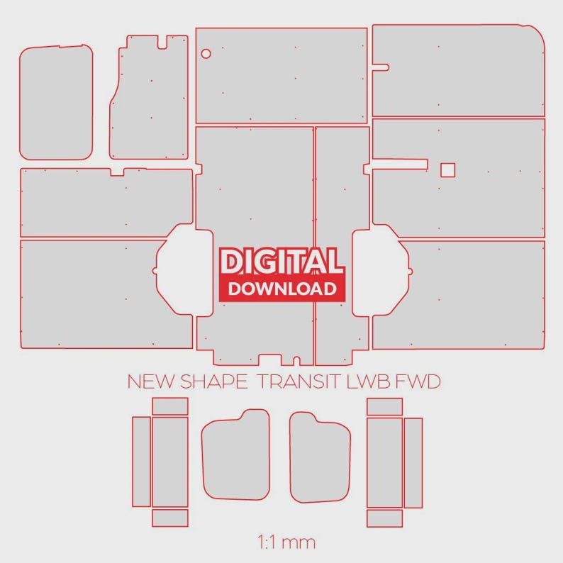 Ford Transit New Shape Lwb 2014 Onwards Ply Lining Kit DXF Files, CNC ...