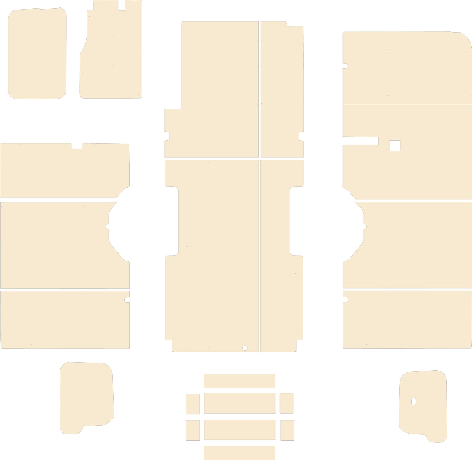 Ford Transit New Shape Mwb & Lwb 2014 Onwards Ply Lining Kit DXF Files ...