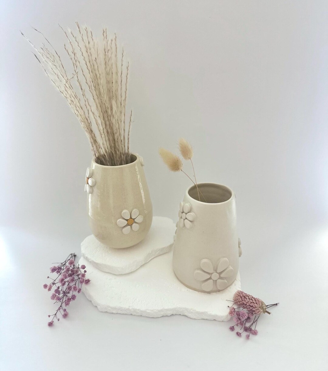 Handmade Ceramic Daisy Vase: Boho Floral Pottery - Etsy