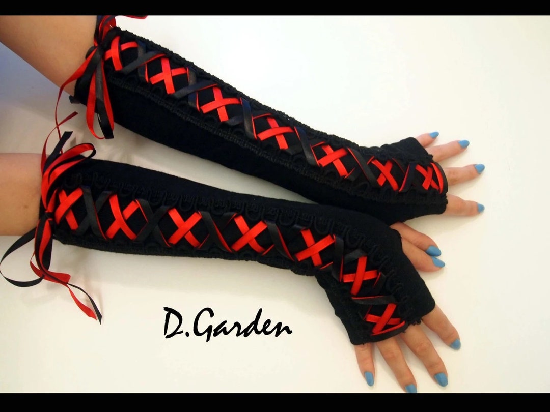 Long Cozy Fancy Black & Red Ribbon Victorian Croset Ribbon Jersey ...
