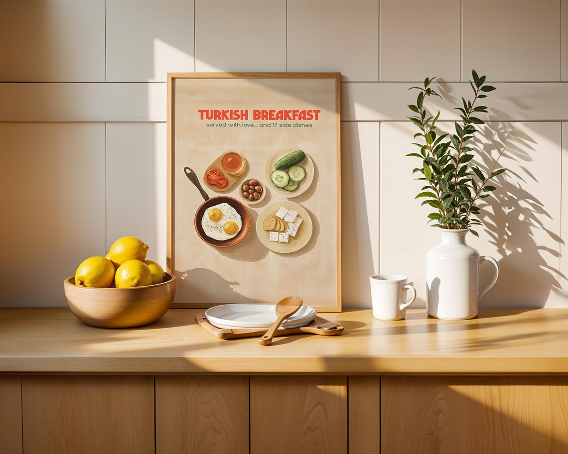 Turkish Breakfast Wall Art – Printable Kitchen Poster – Funny Food ...