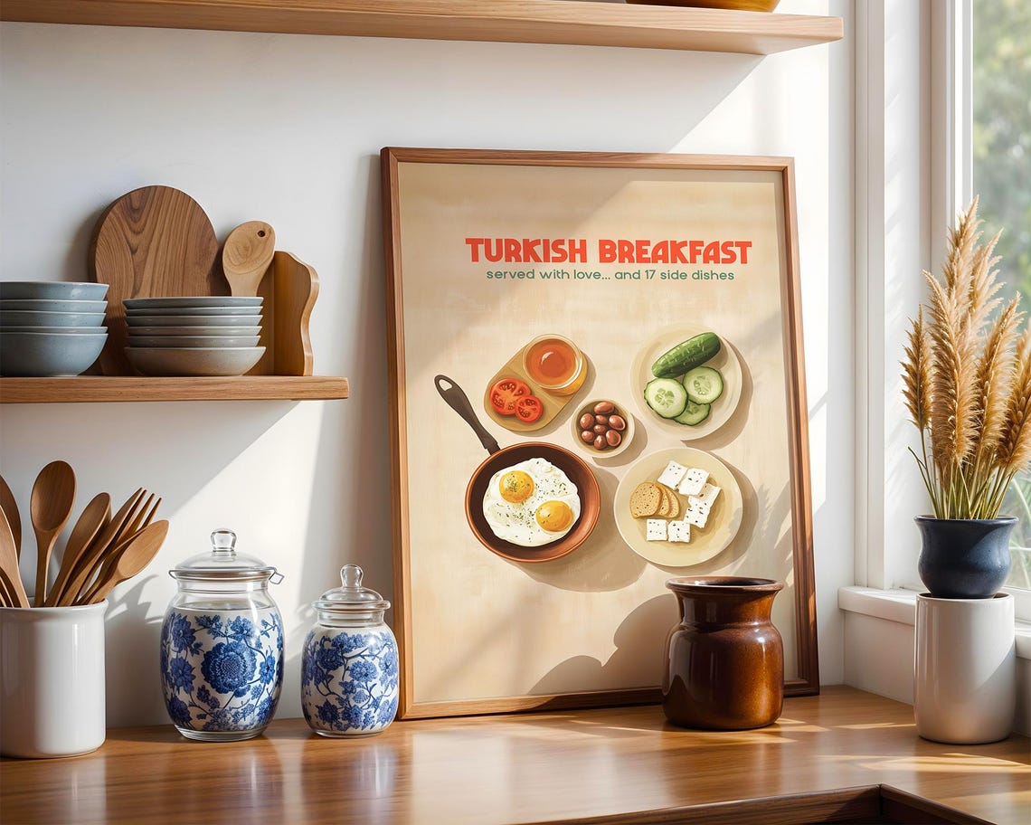 Turkish Breakfast Wall Art – Printable Kitchen Poster – Funny Food ...