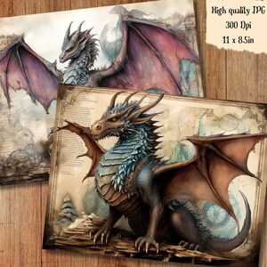 Dragon Sheet Paper Junk Journal Kit Fantasy Dragon Scrapbook Paper ...