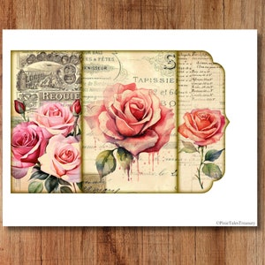 Roses Trifold Folio Junkjournal Kit Vintage DIY Mini Folio Junk Journal Kit Digital Folding ...
