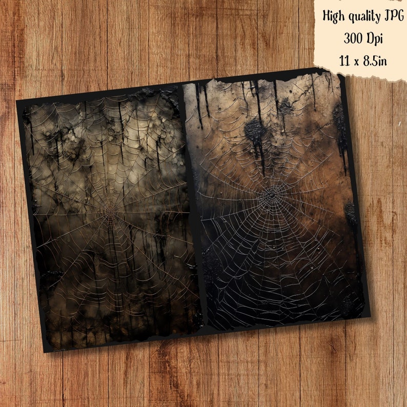 Creepy Spiderweb Junk Journal Pages Dark Fantasy Black Witchy ...