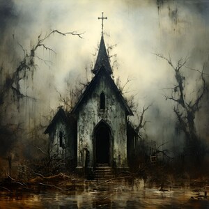 Haunted Chapel Background Junk Journal Kit Halloween Goth Gothic Dark ...