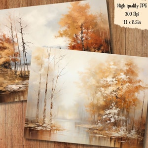 Junk Journal Paper Forest Autumn Fall Journaling Page Background Paper ...